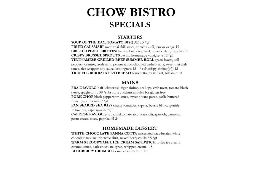 Chow Bistro - Seasonal BYOB