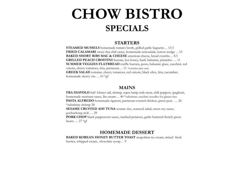 Chow Bistro - Seasonal BYOB