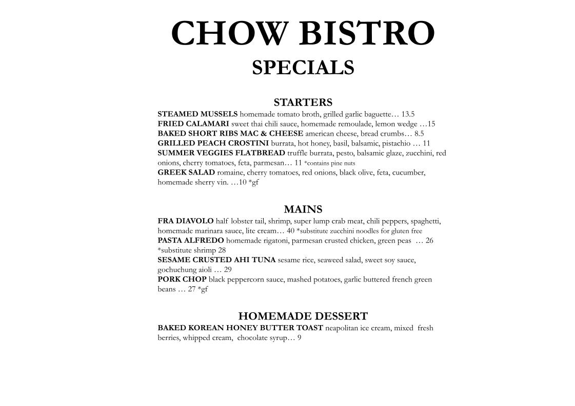 Chow Bistro - Seasonal BYOB