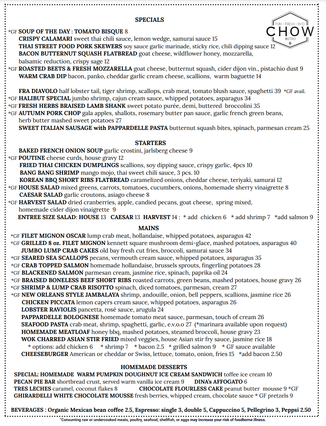 Chow Bistro - Seasonal BYOB