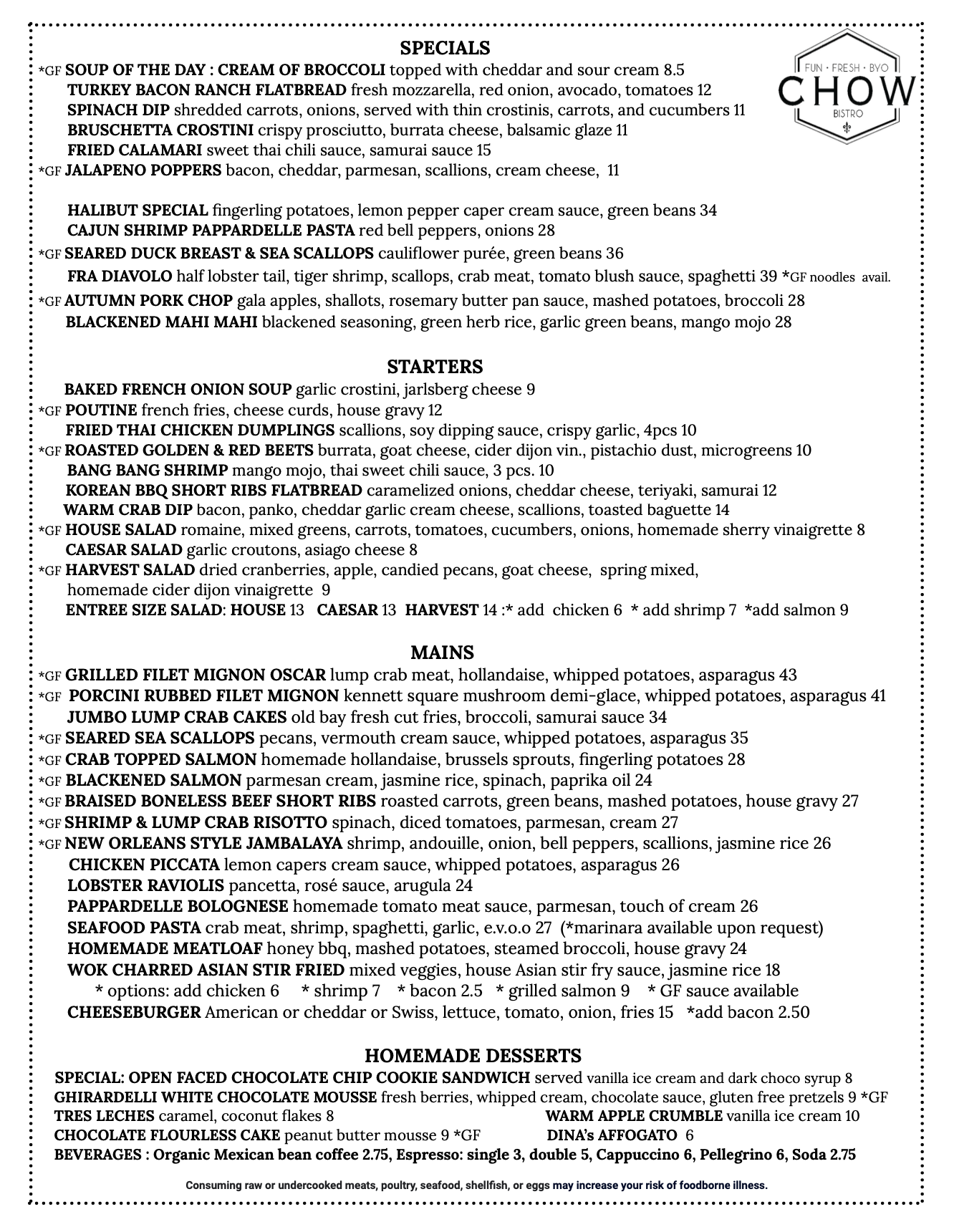 Chow Bistro - Seasonal BYOB