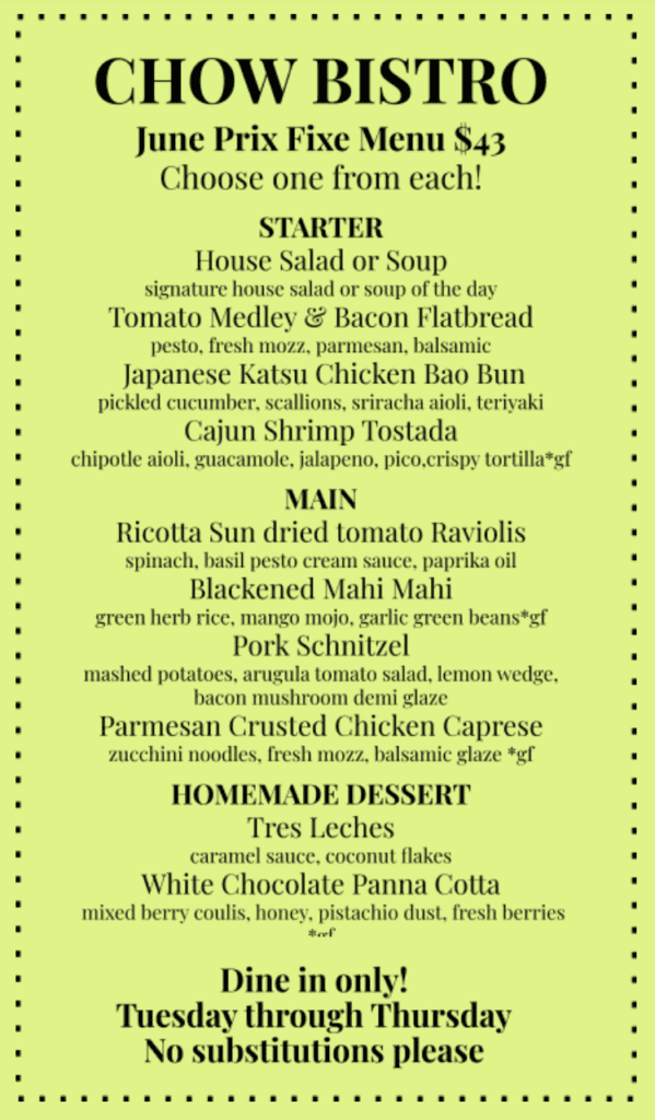 Menus - Chow Bistro