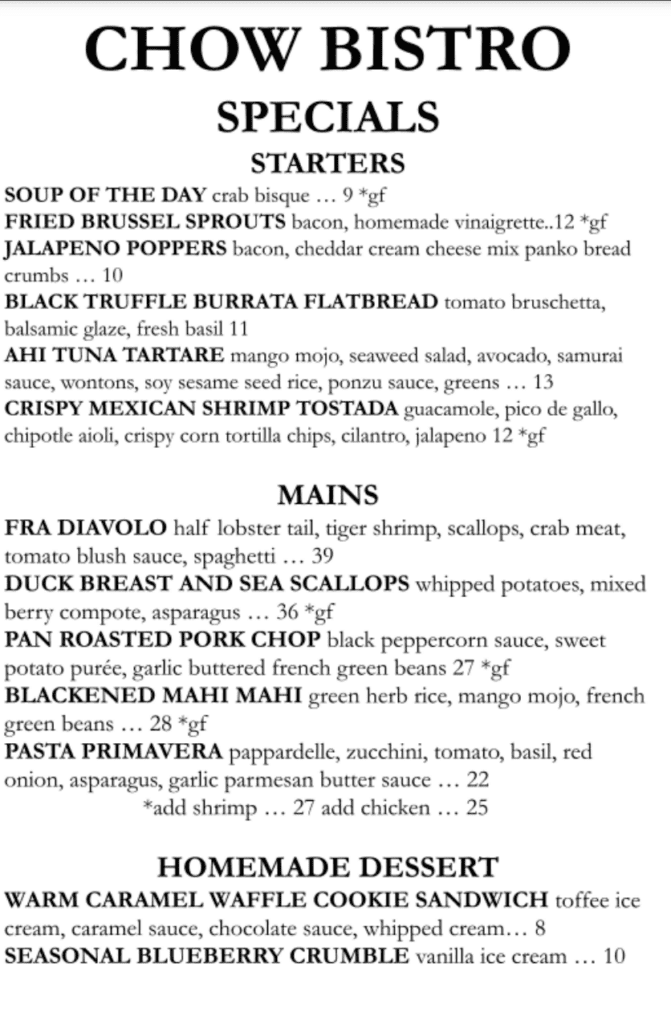 Chow Bistro - Seasonal BYOB